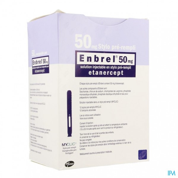 Enbrel 50mg Opl Inj Voorgevulde Pen 12 X 1ml | Apotheek Walraevens